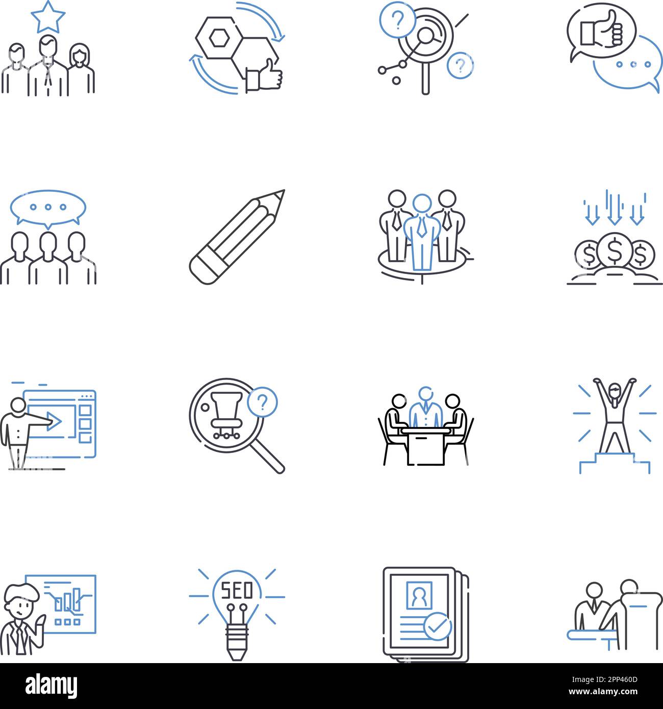 Audience engagement line icons collection. Interaction, Participation, Feedback, Dialogue ...