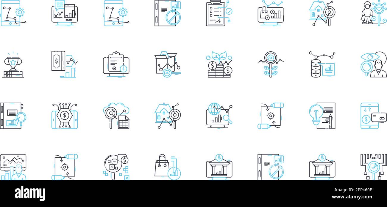 Financial investigation linear icons set. Fraud, My, Audit ...