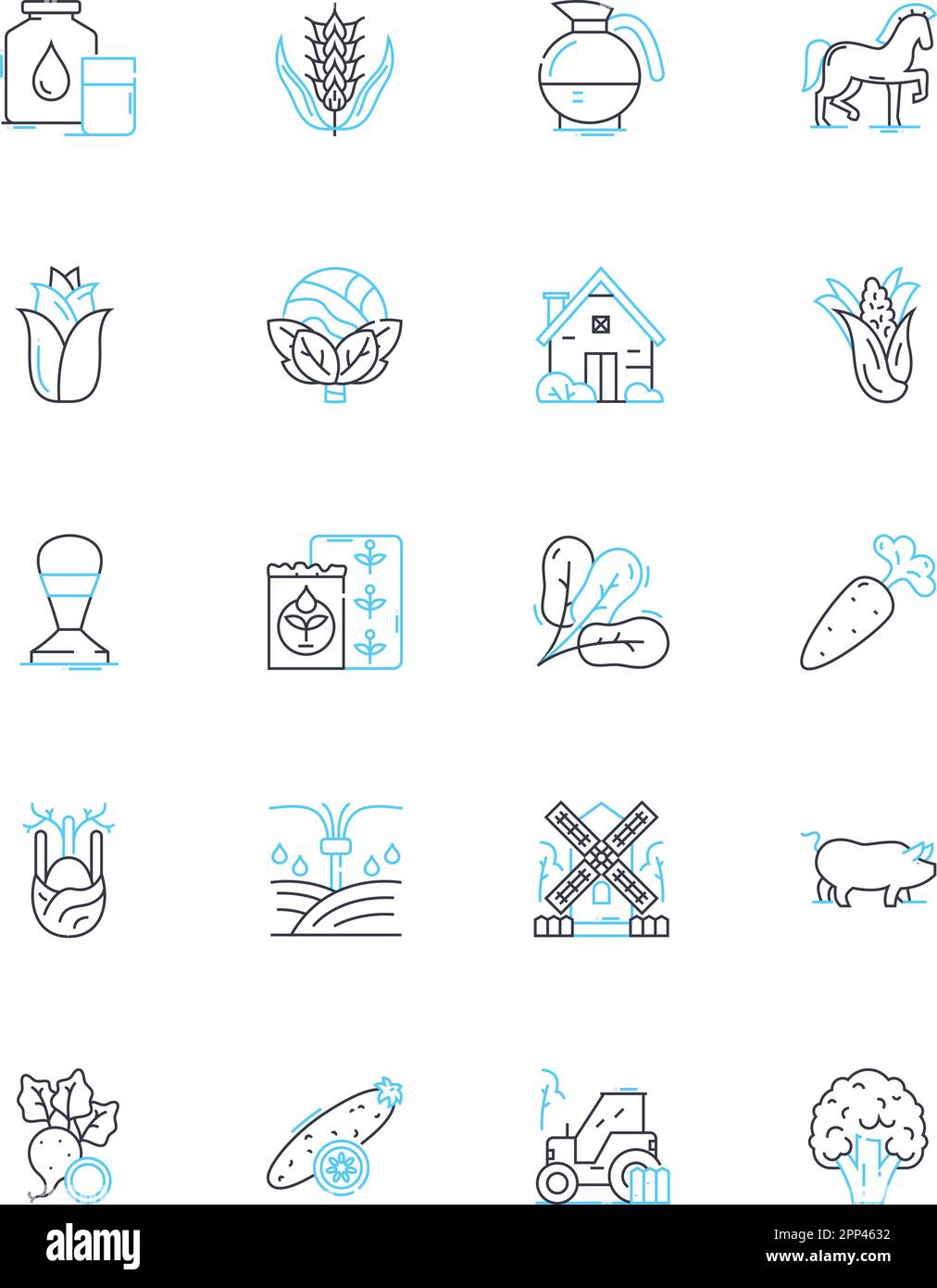 Produce market linear icons set. Fresh, Organic, Local, Fruits ...
