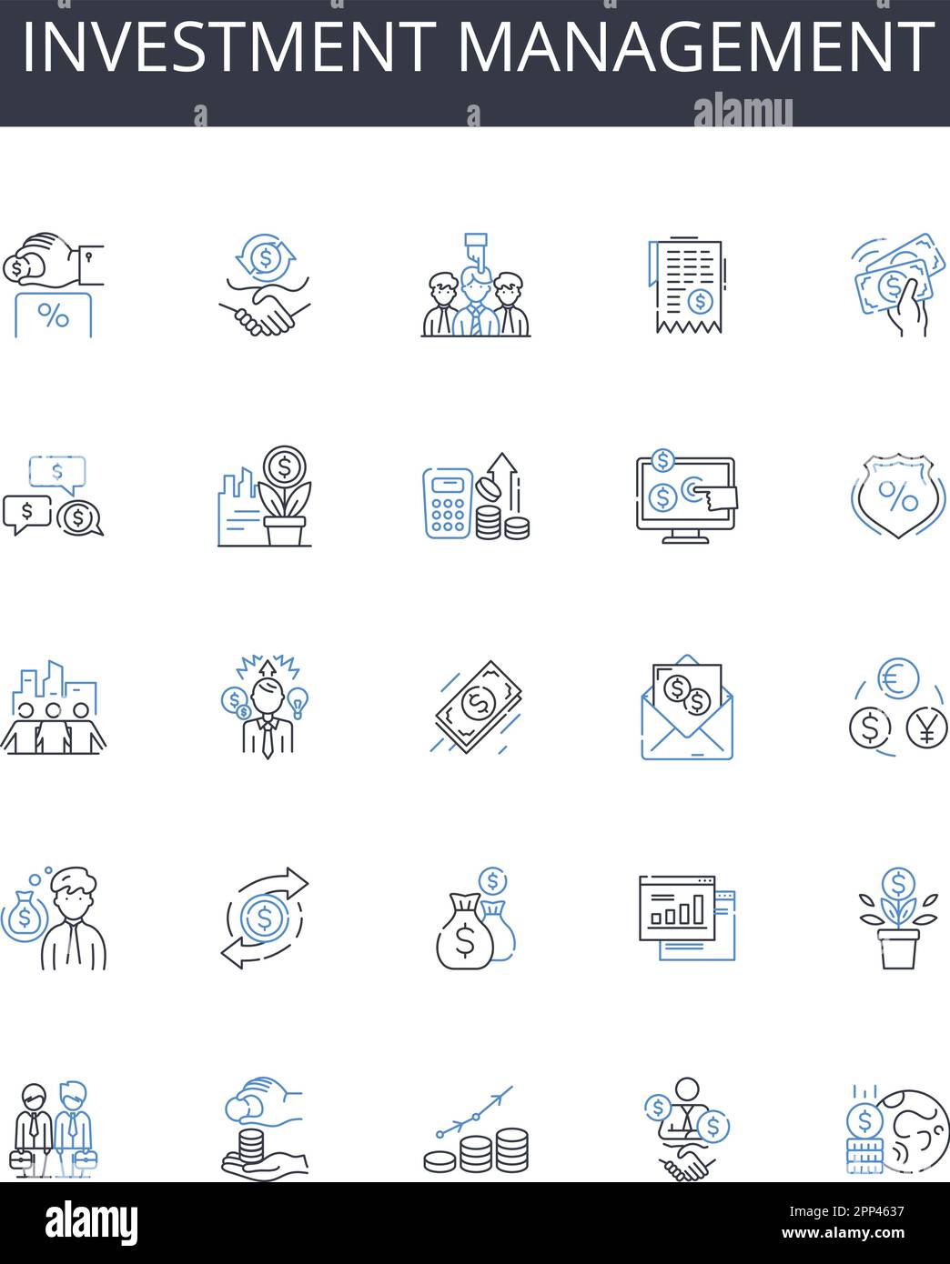 Investment management line icons collection. Automation, G ...