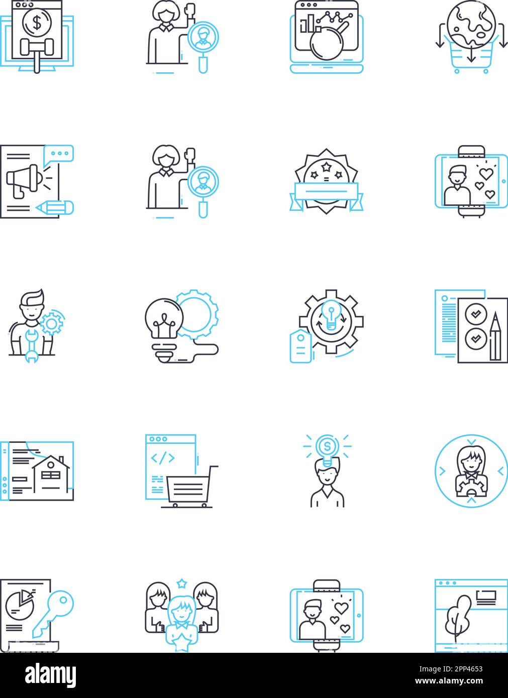 Financial oversight linear icons set. Governance, Supervision, Control ...