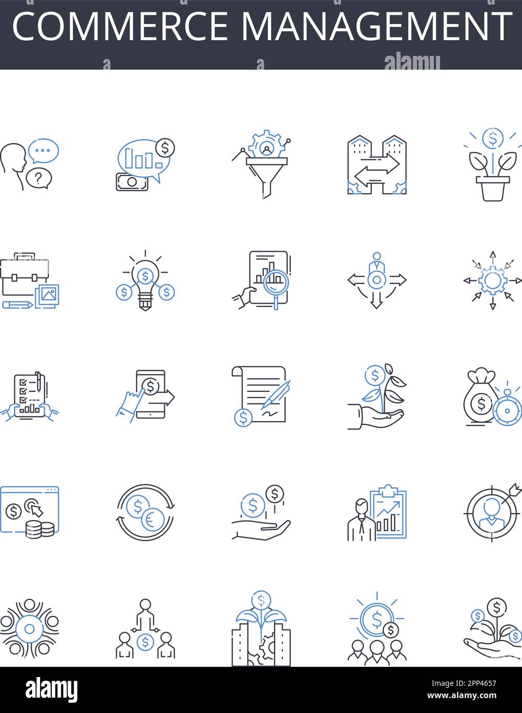 Commerce management line icons collection. Leadership, Influence ...