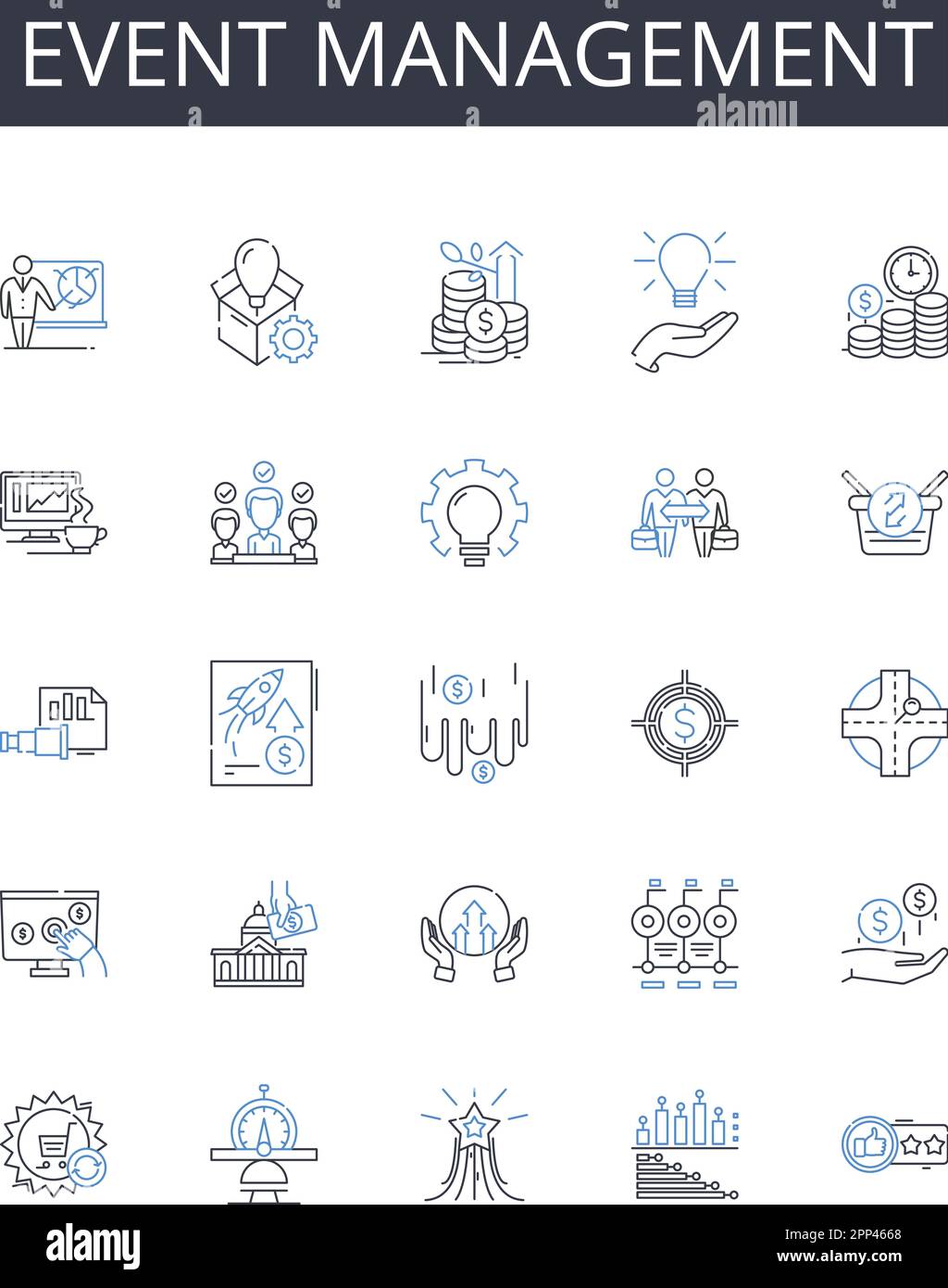 Event Management line icons collection. Innovation, Strategy, Visionary ... Event Management line icons collection. Innovation, Strategy, Visionary ...