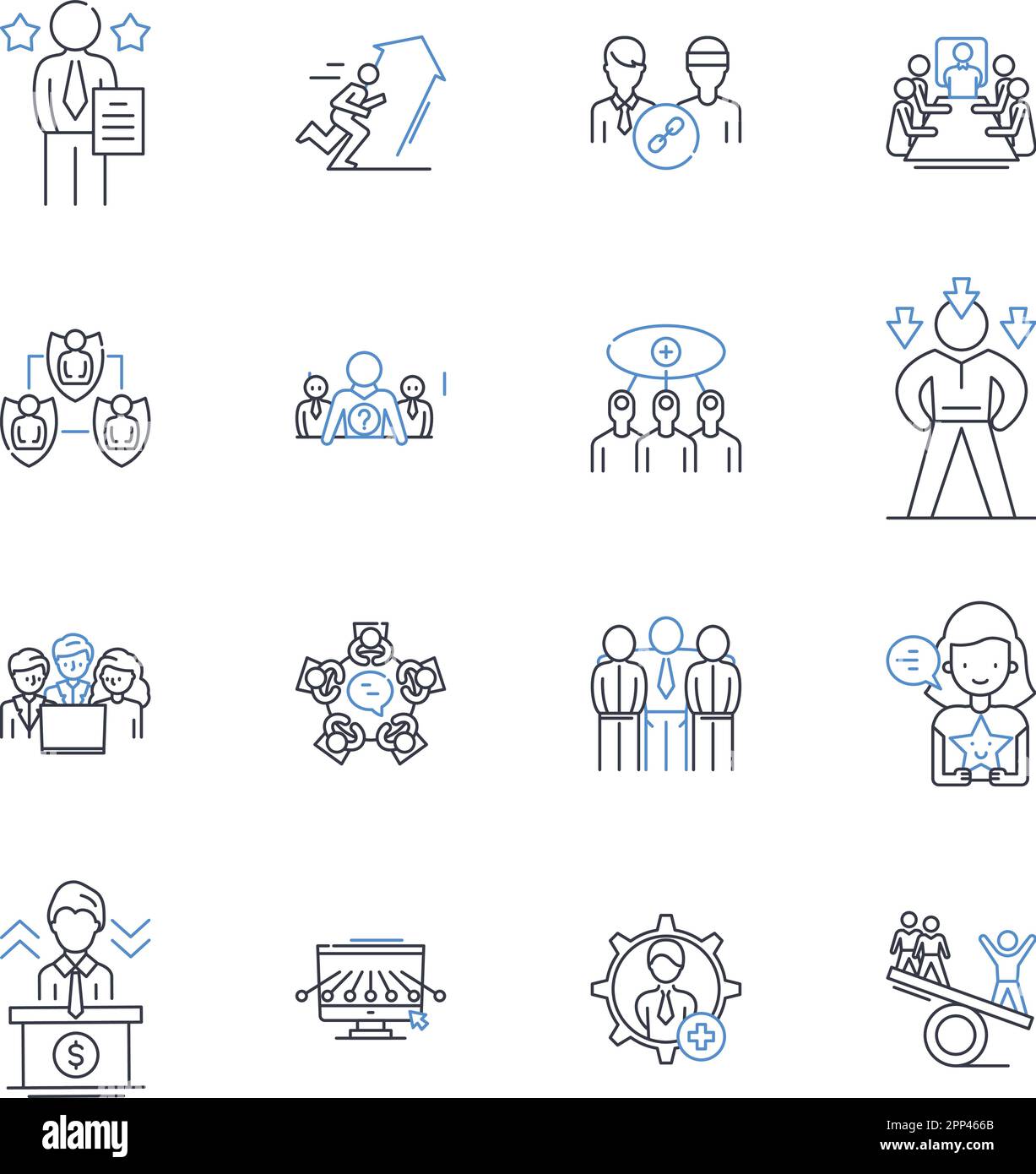 Professional management line icons collection. Leadership ...