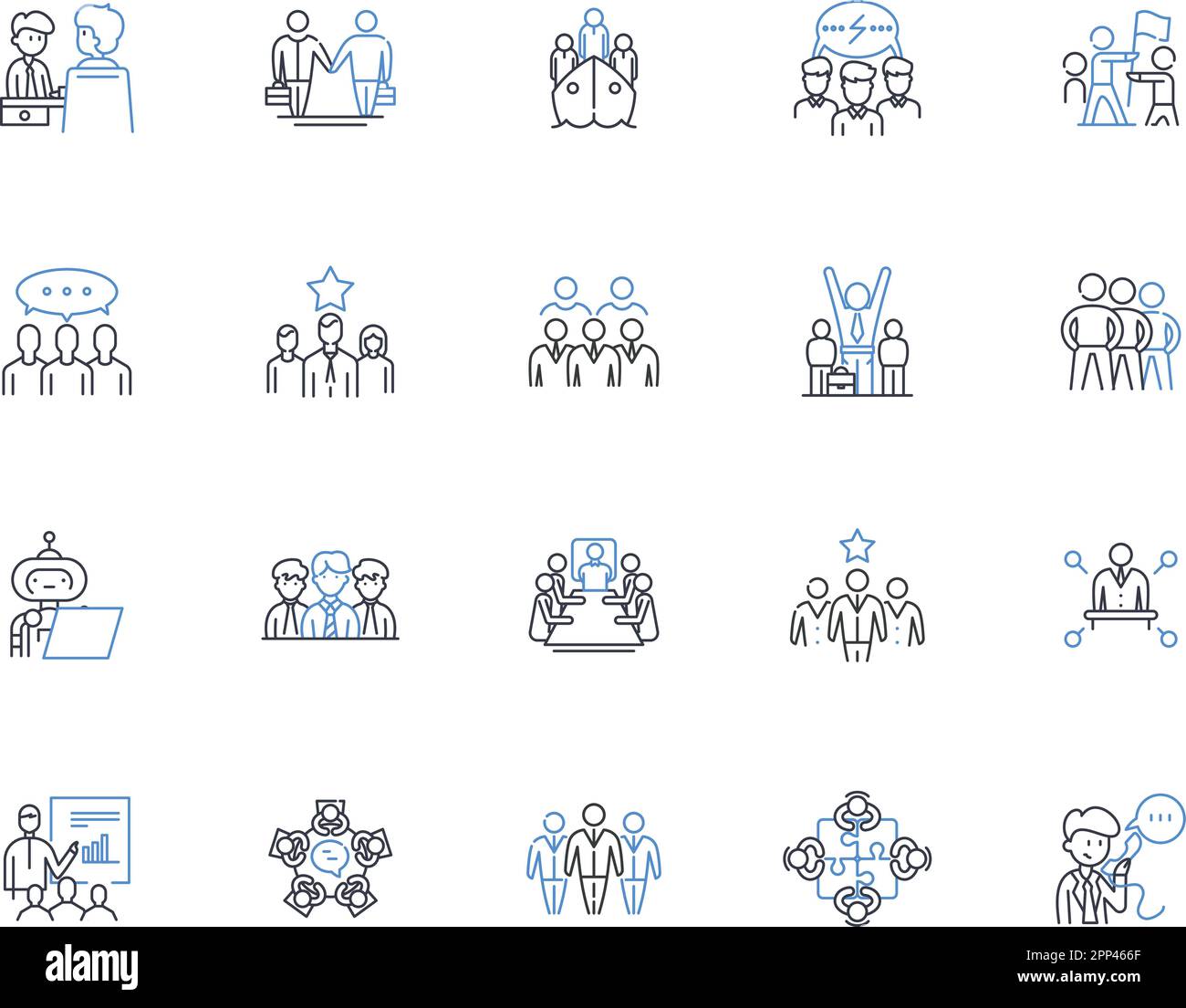 Fellowship Business Line Icons Collection Alliance Unity Bond