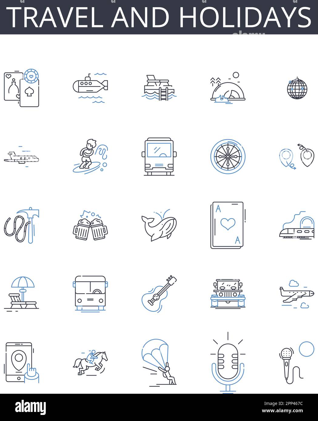 Travel and holidays line icons collection. Academics, Apprendre ...