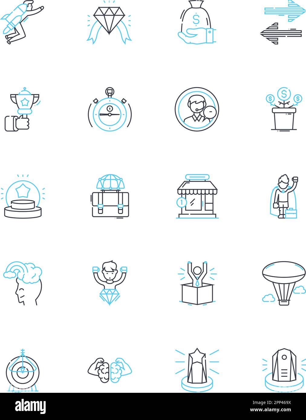 Skill progression linear icons set. Advancement, Growth, Development ...