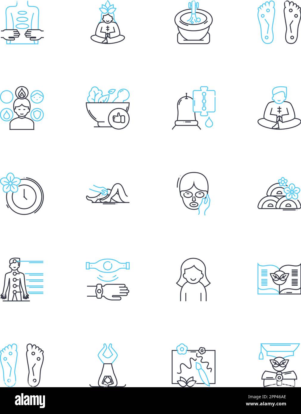 Integrative medicine linear icons set. Holistic, Alternative ...