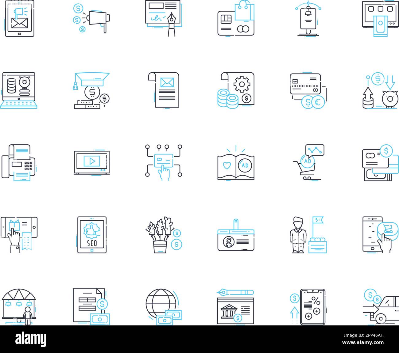 Electronic Signature Linear Icons Set Authentication Verification