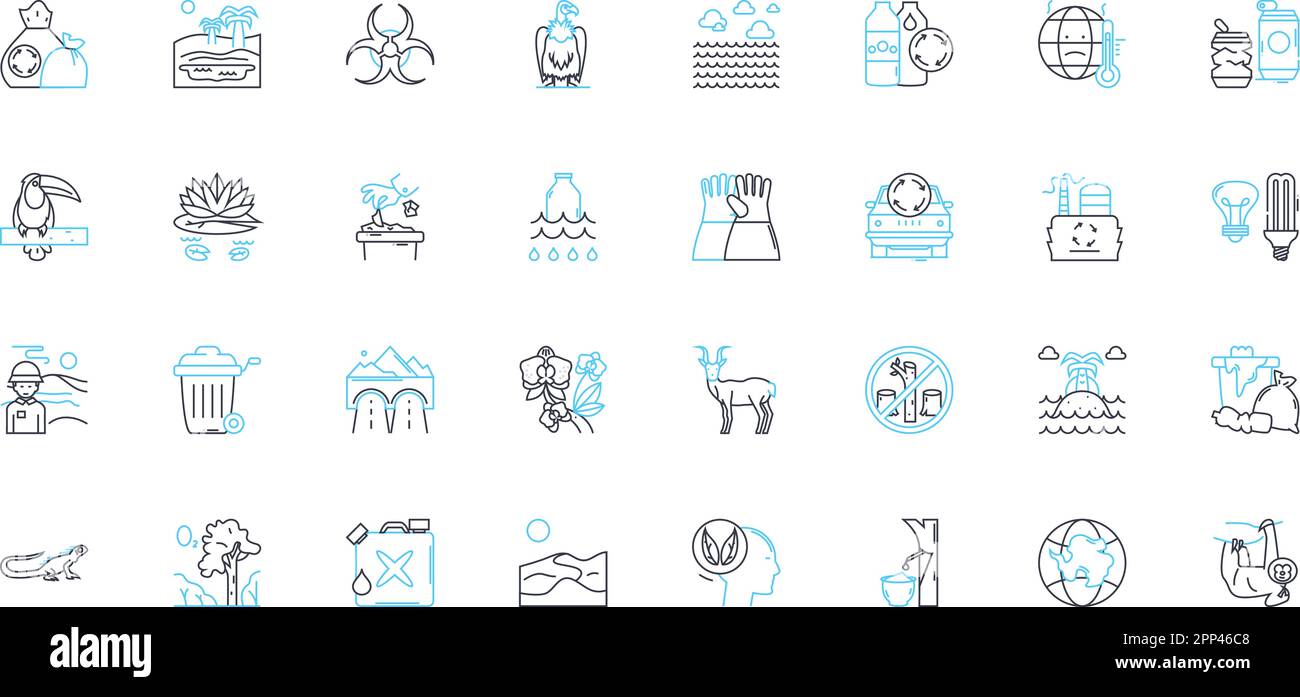 Wildlife linear icons set. Savanna, Habitat, Primate, Tundra, Predator ...