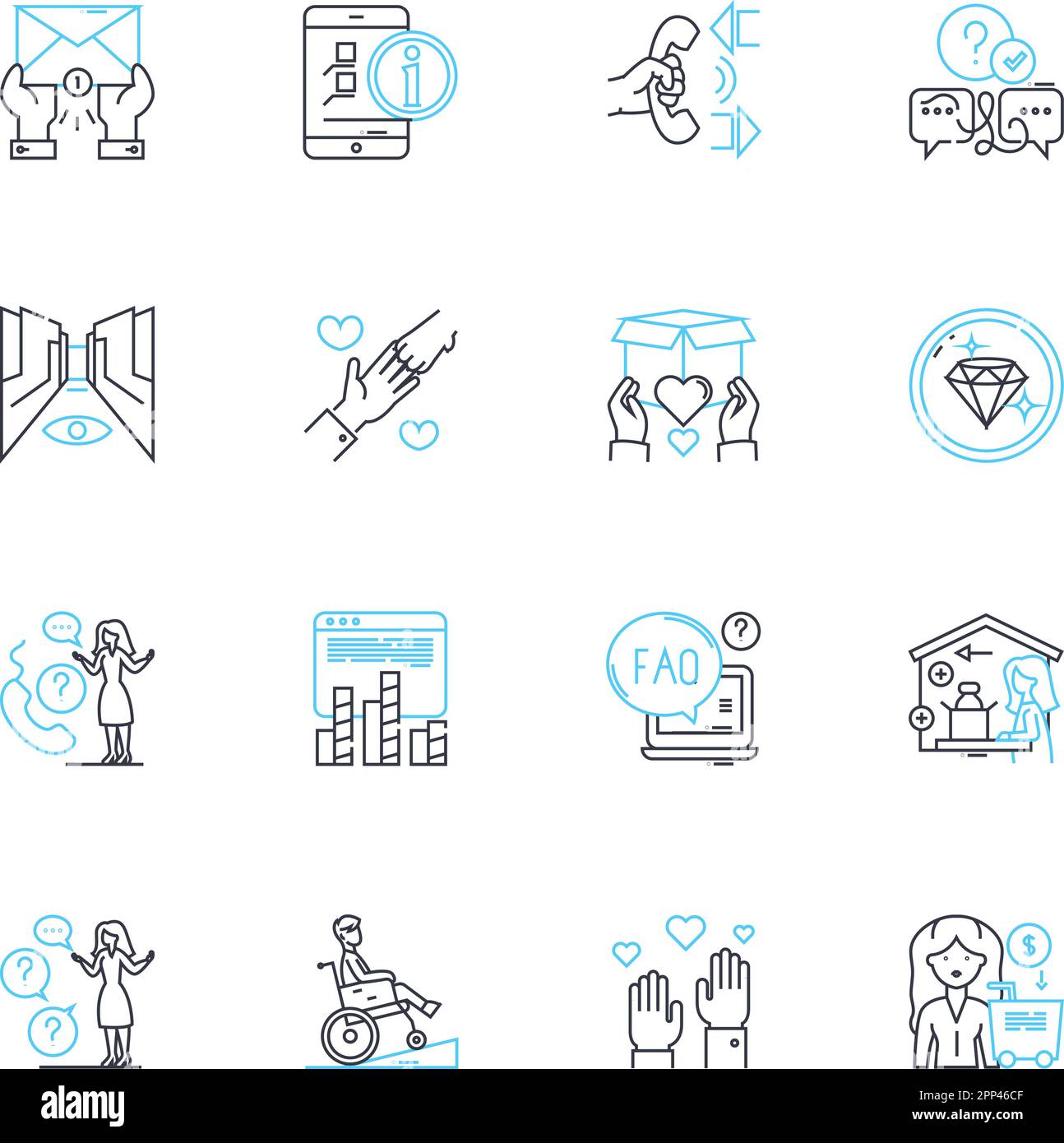 Emotional Management linear icons set. Resilience, Self-control, Coping ...