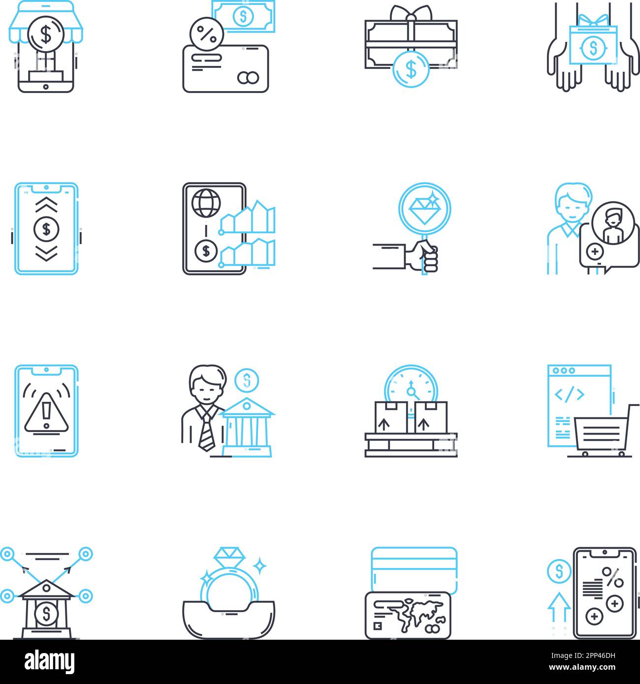 Public relations linear icons set. Branding, Communication, Reputation ...