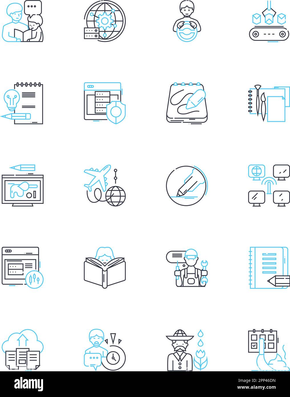 Advertising linear icons set. Campaigns, Creativity, Branding ...