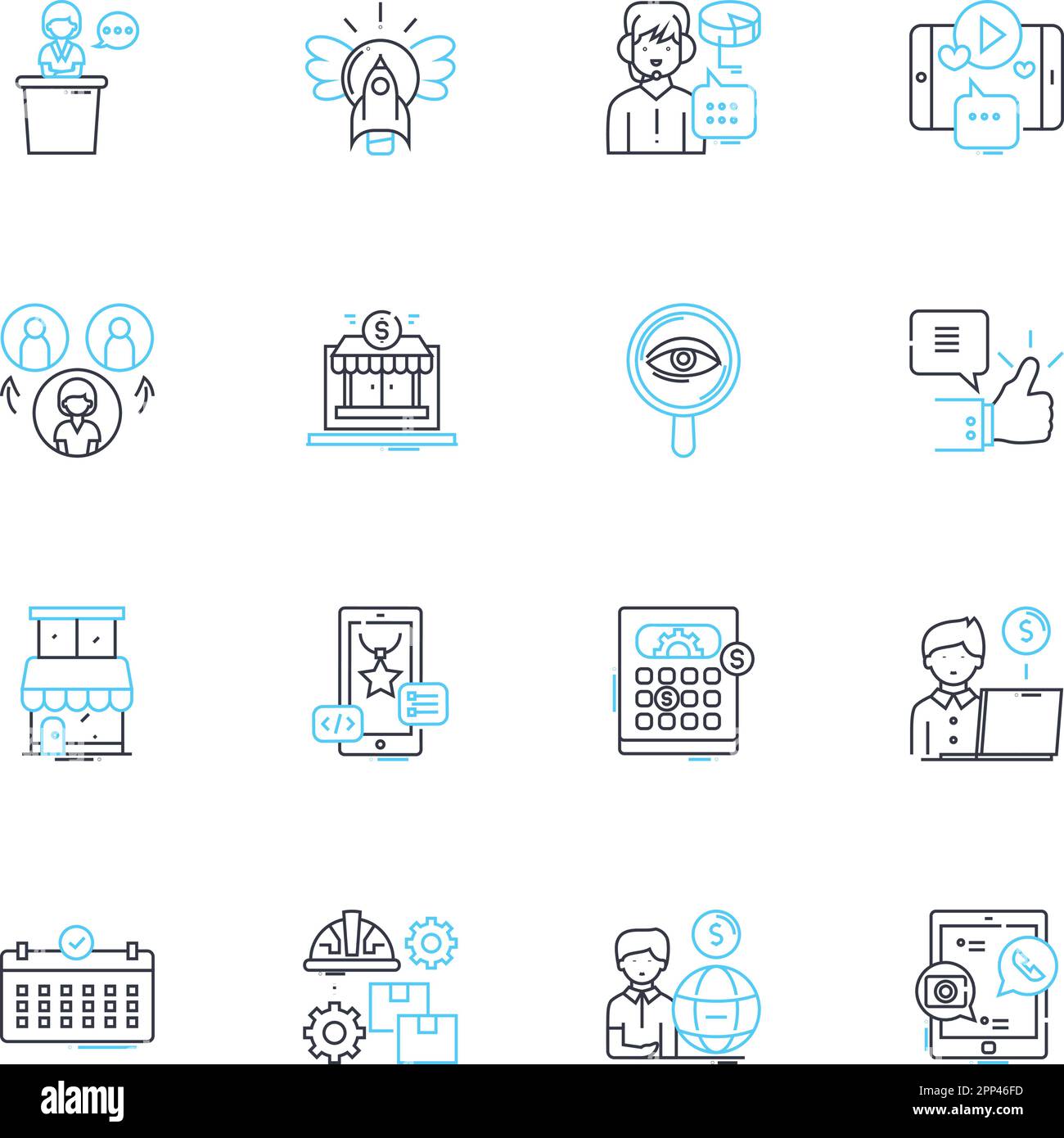 Communication skills linear icons set. Listening, Speaking, Writing ...