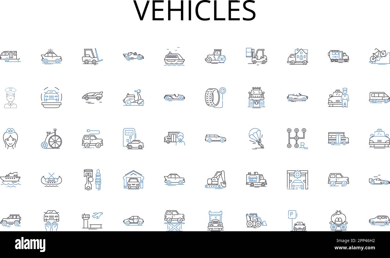 Vehicles line icons collection. Development, Advancement, Progression ...