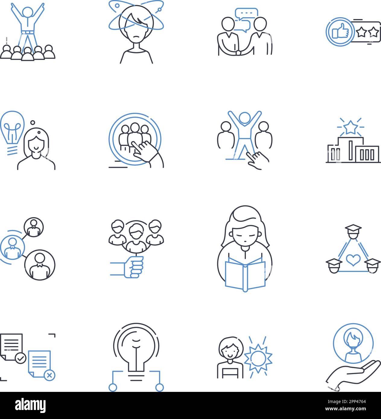 Risk management and mitigation line icons collection. Strategy ...