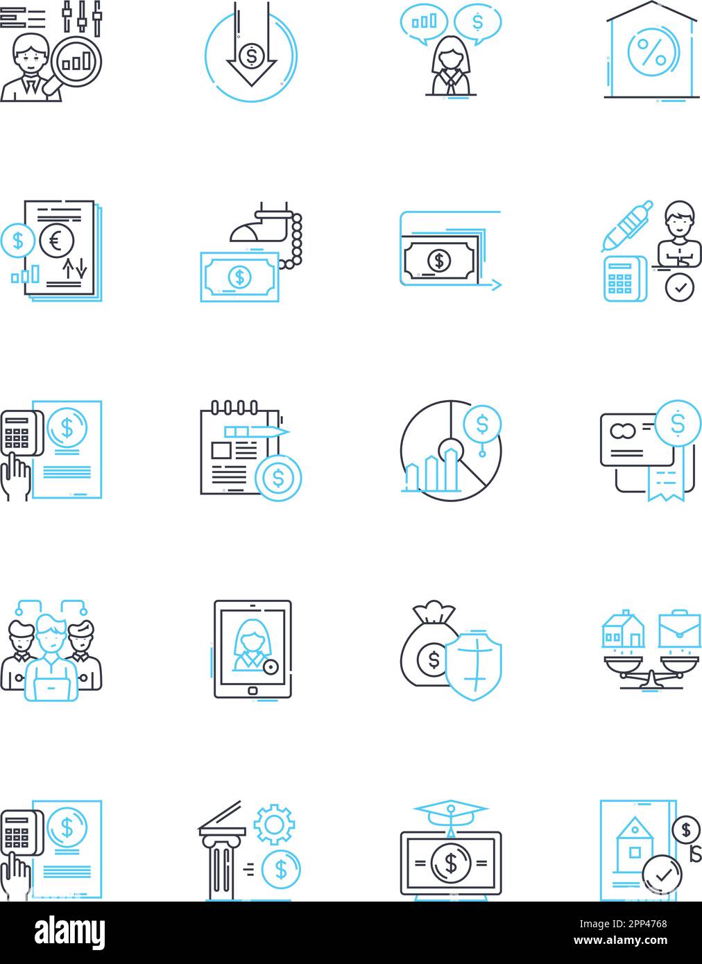 Wealth management plan linear icons set. Investment, Retirement ... Wealth management plan linear icons set. Investment, Retirement ...