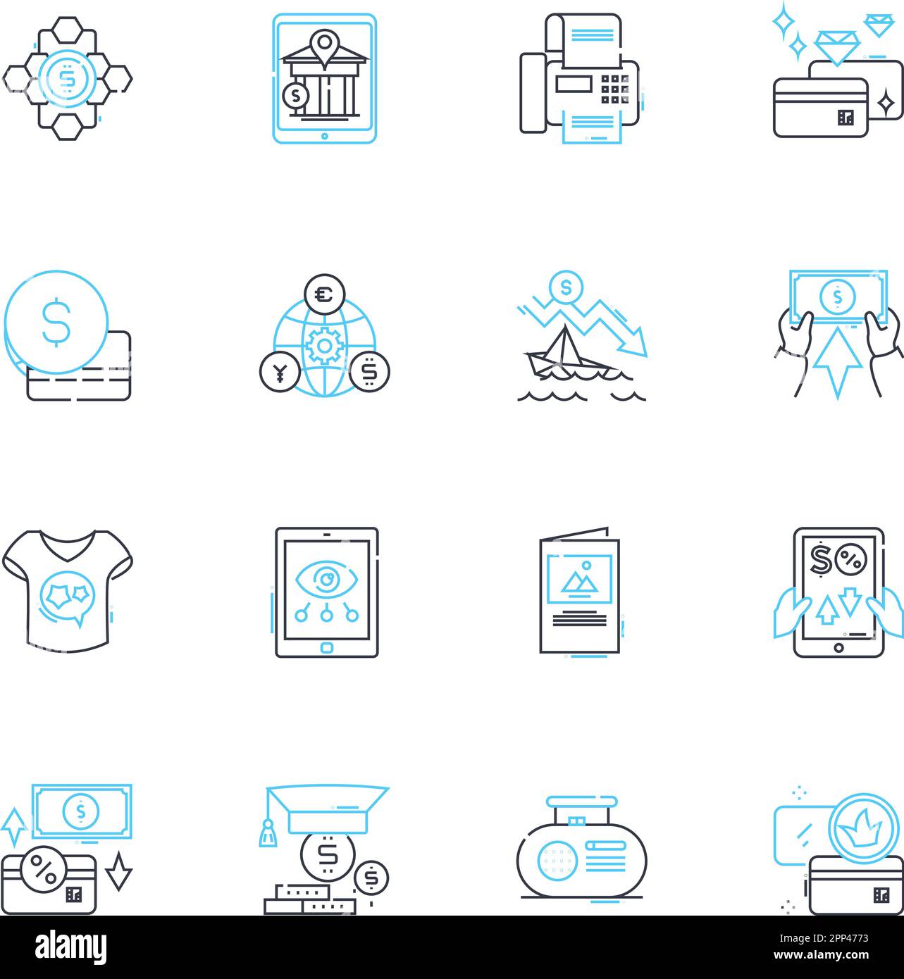Paperless payments linear icons set. Electronic, Digital, Online ...