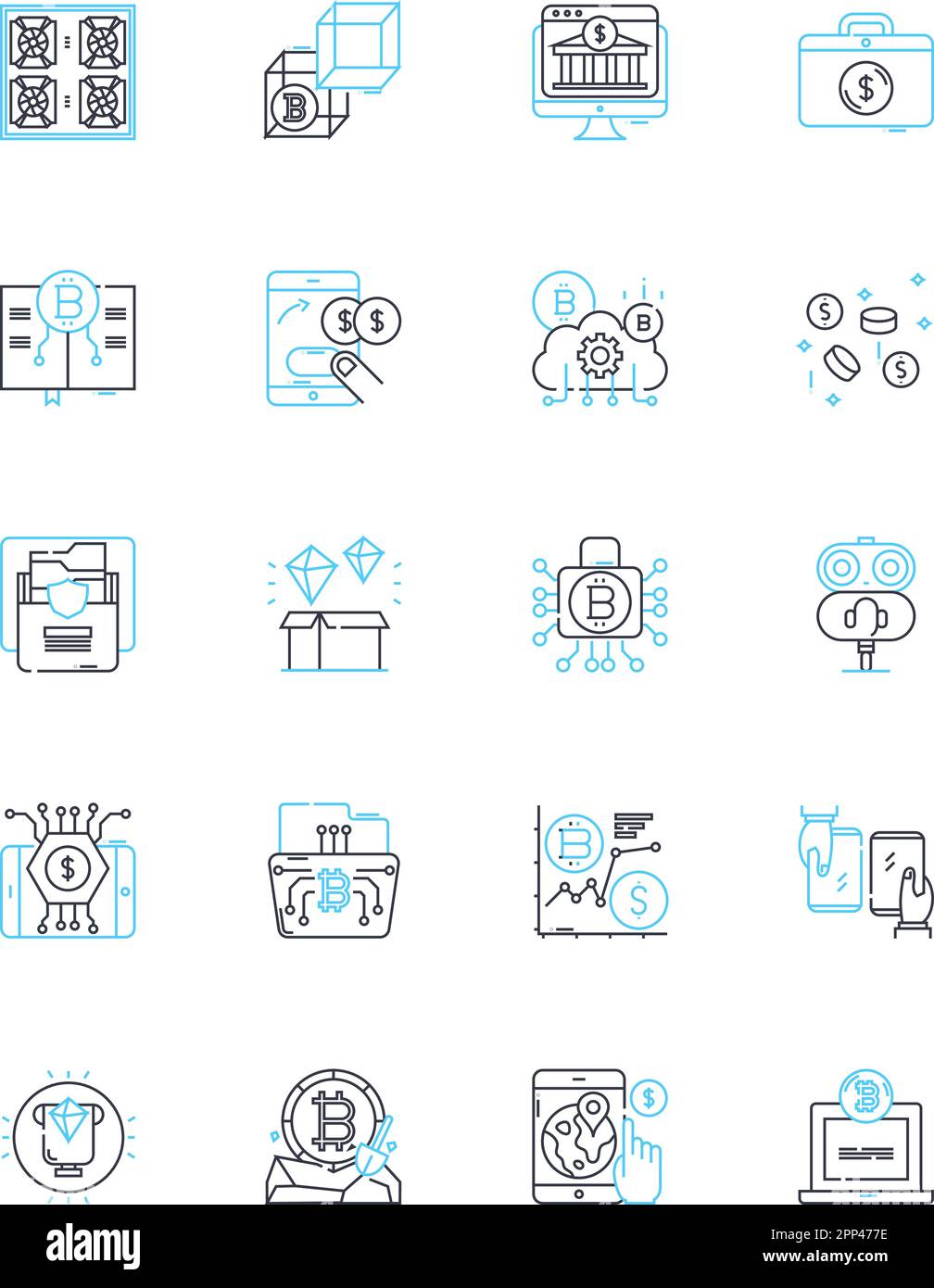 Stock forecasting linear icons set. Prediction, Trends, Analysis ... Stock forecasting linear icons set. Prediction, Trends, Analysis ...