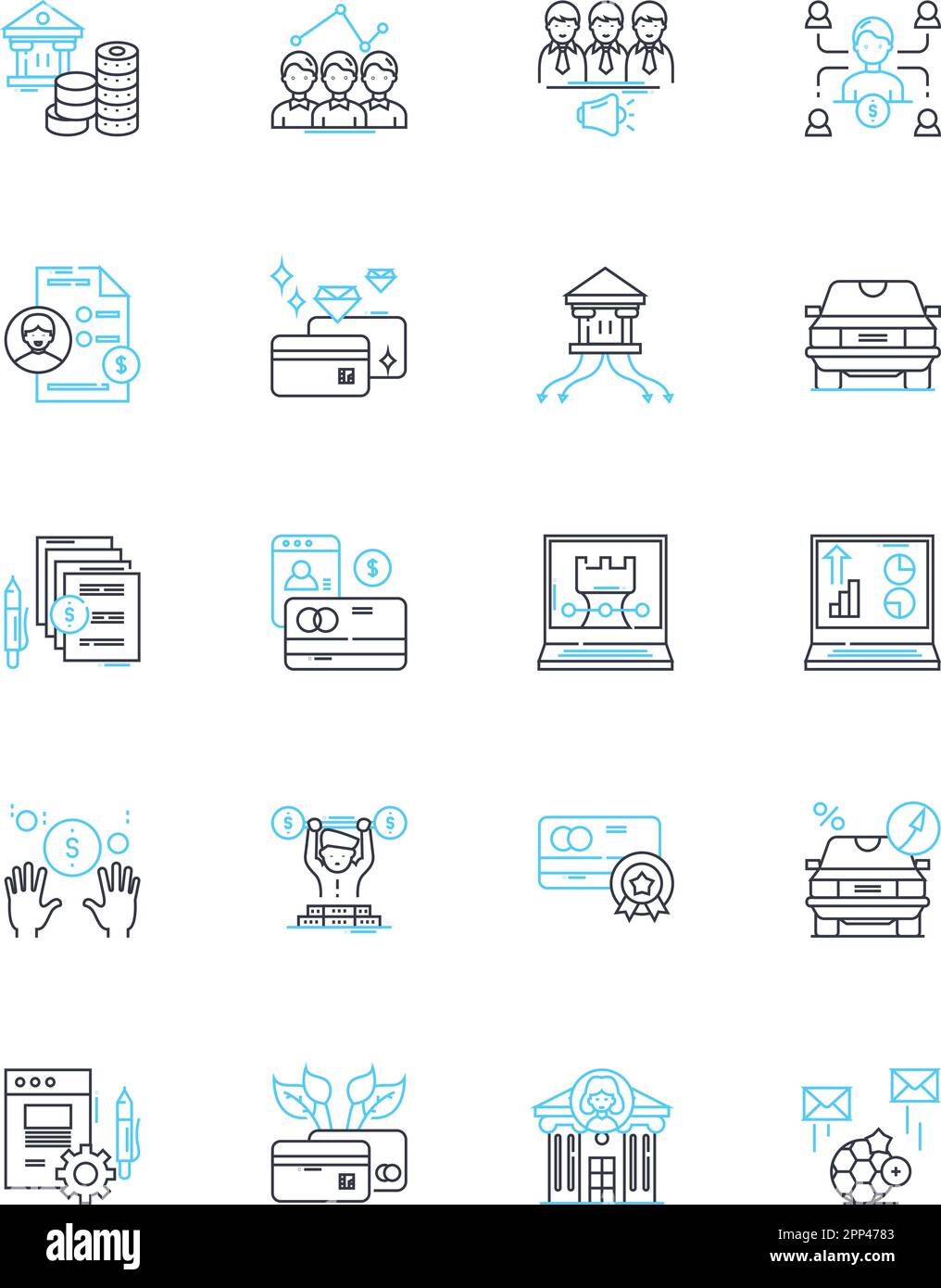 Capital assets linear icons set. property, investment, equipment ...