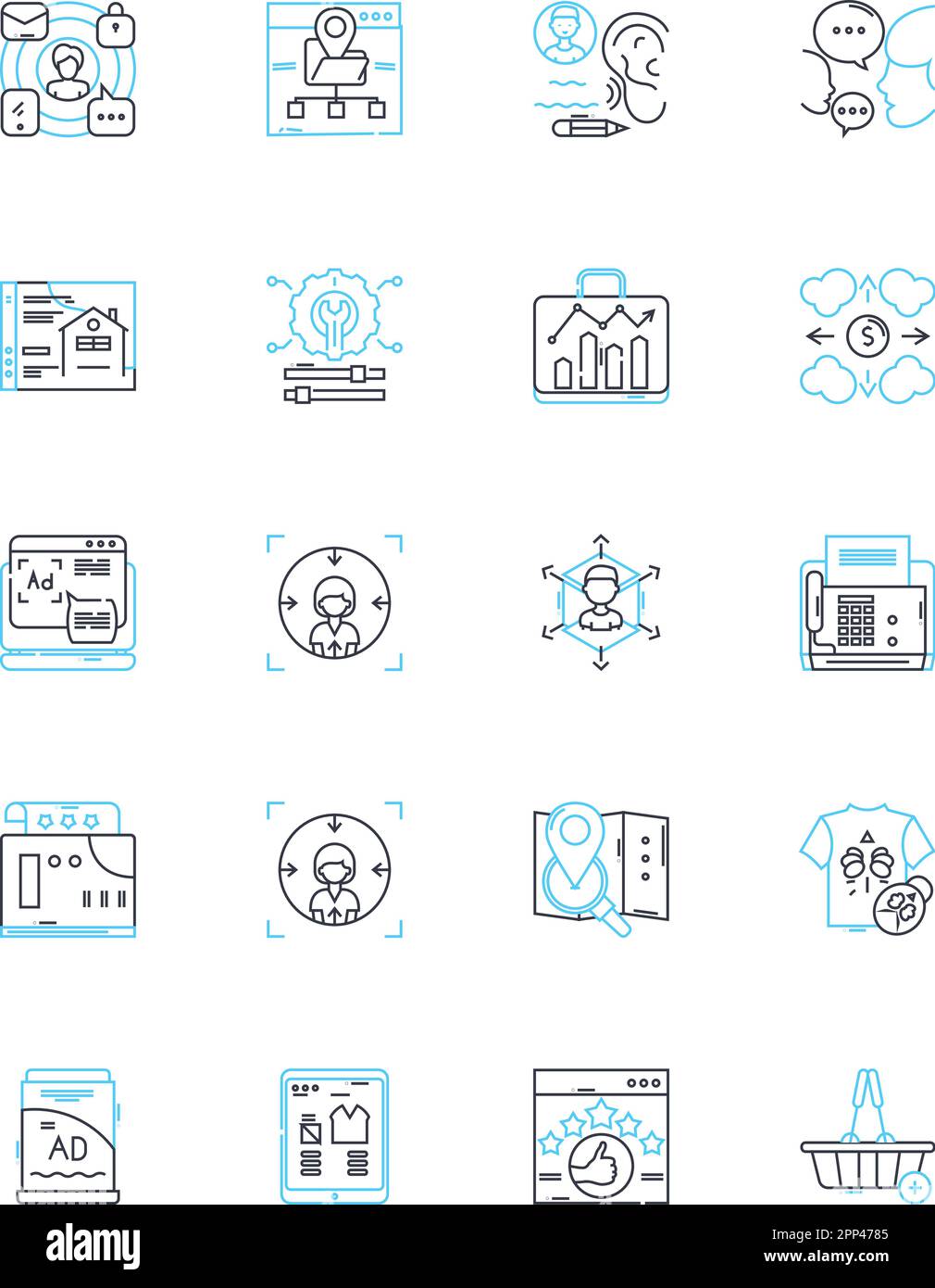 E-commerce business linear icons set. Online, Shopping, Retail, Marketplace, Digital, Sales ...