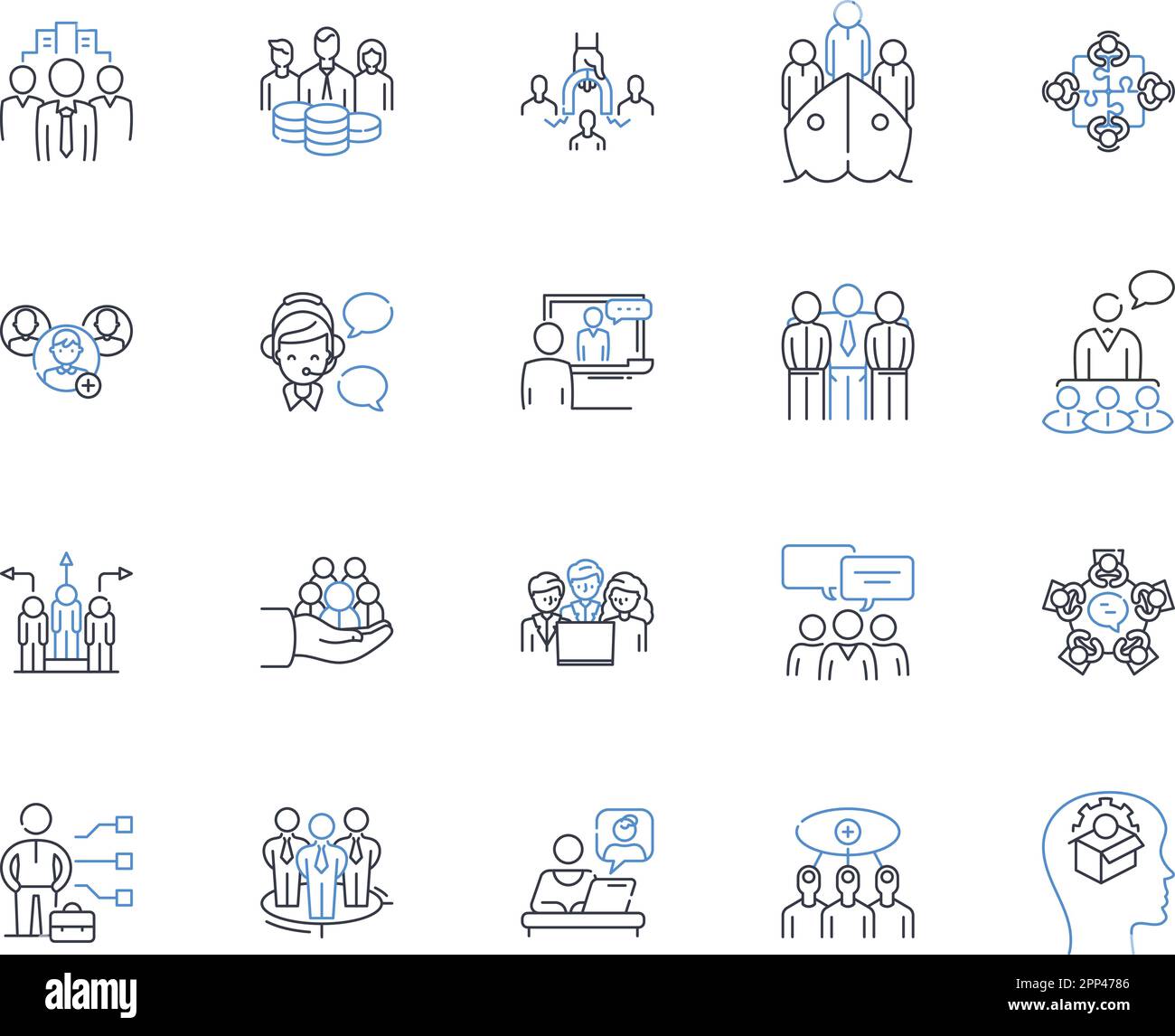Group Endeavour Line Icons Collection Ollaboration Cooperation Synergy Teamwork Unity