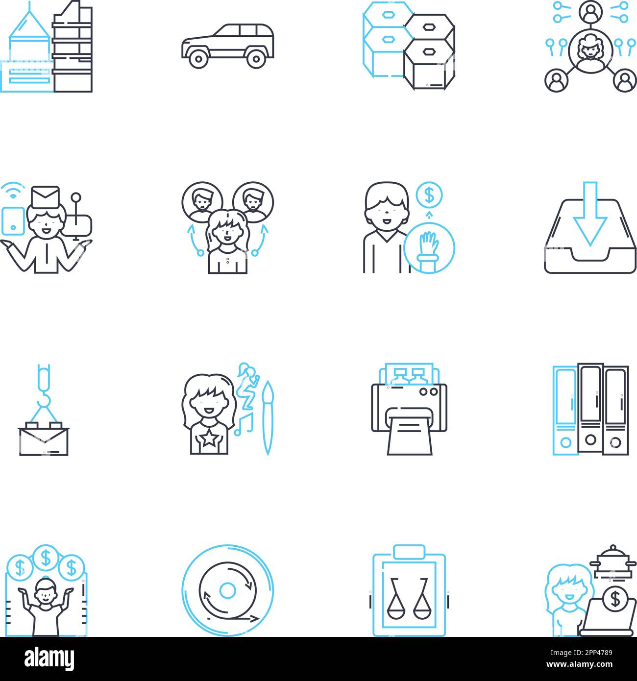 Remote Industry Linear Icons Set Remote Virtual Telecommuting