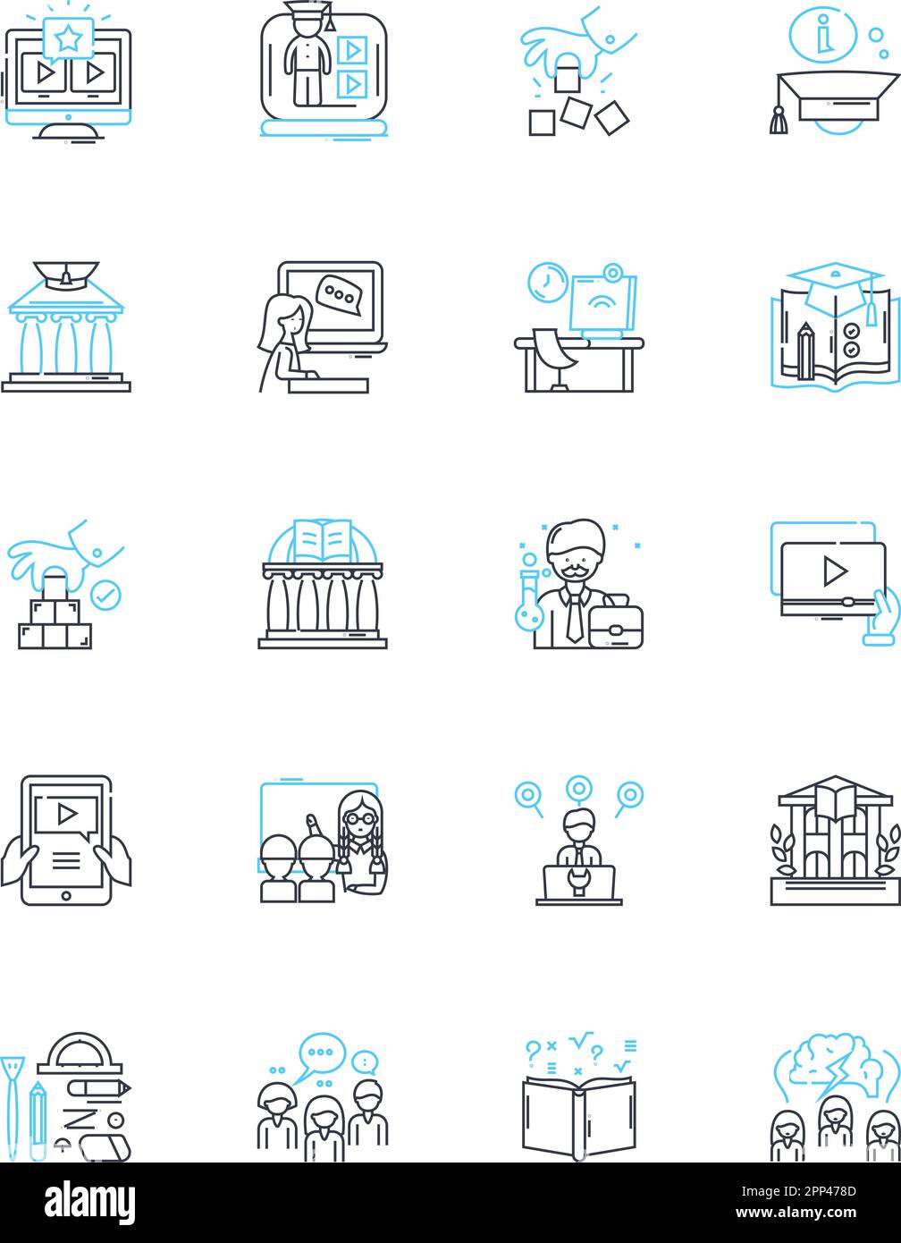 Interactive teaching linear icons set. Engaging, Innovative, Responsive ...