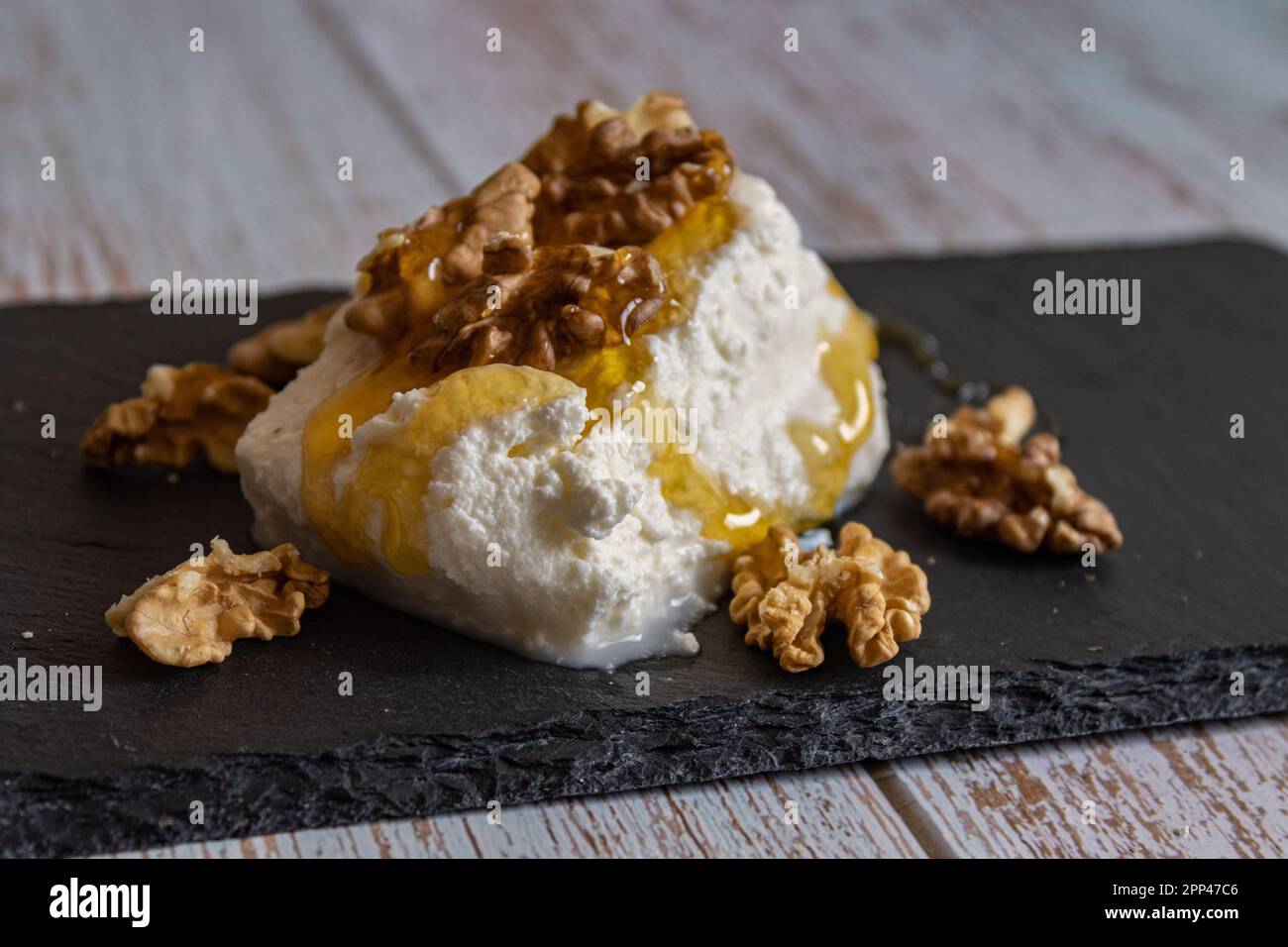 Mel i mato, one of the most popular Catalan desserts, cheese, honey and ...