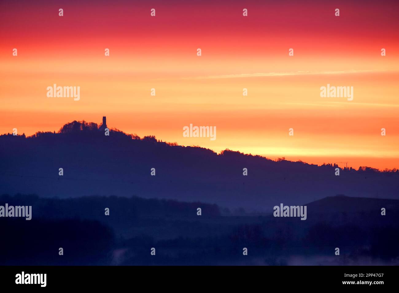 Altheim, Germany. 22nd Apr, 2023. Shortly before sunrise, the sky above ...