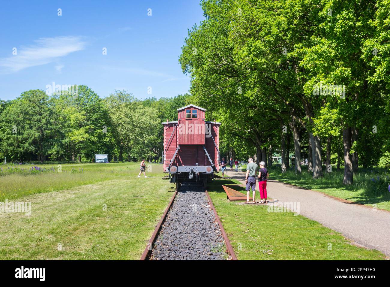 Old railway wagon in the historic memorial park Westerbork, Netherlands ...