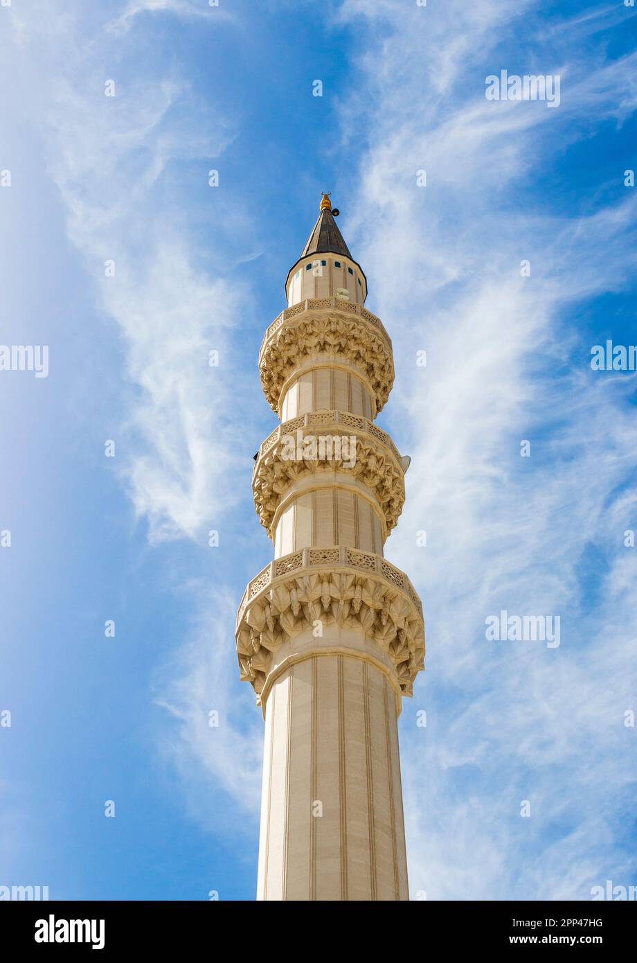 View of an islamic minaret of the mosque Stock Photo - Alamy