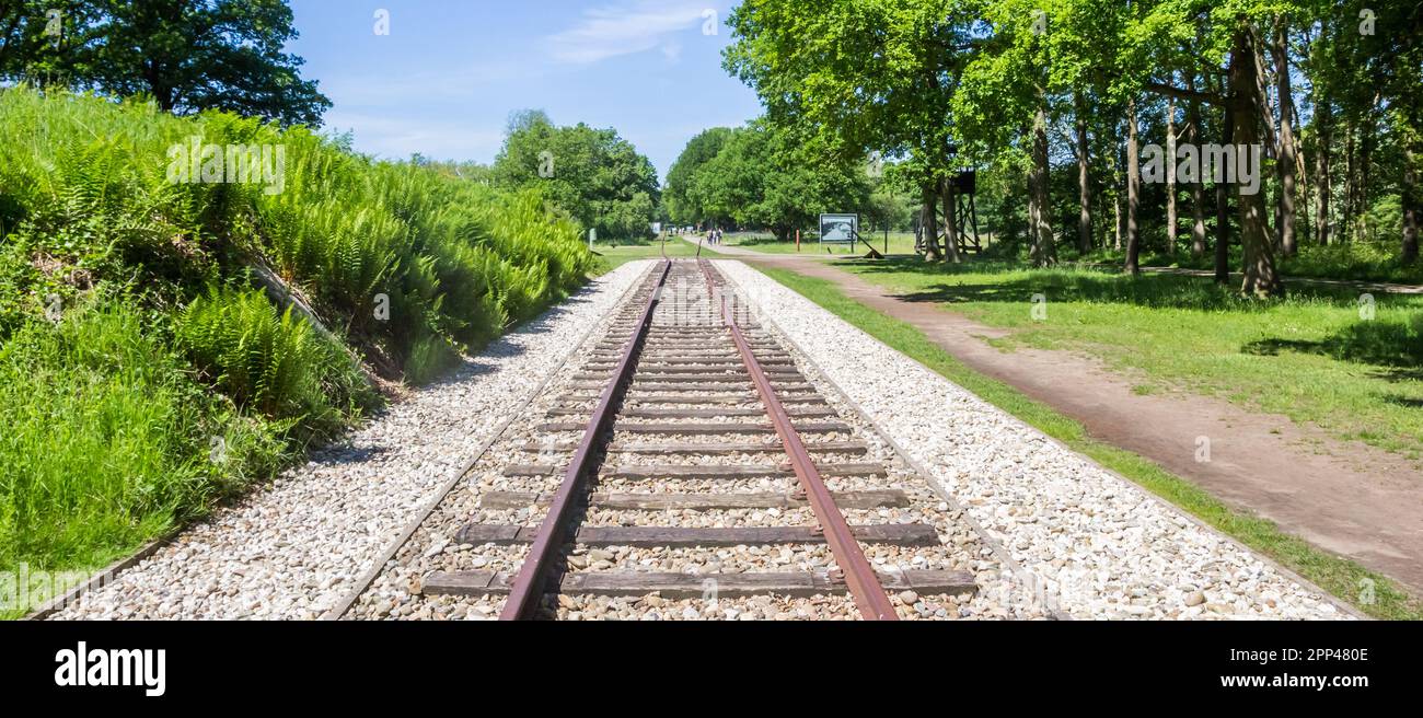 Panorama of the railway monument in Westerbork, Netherlands Stock Photo ...