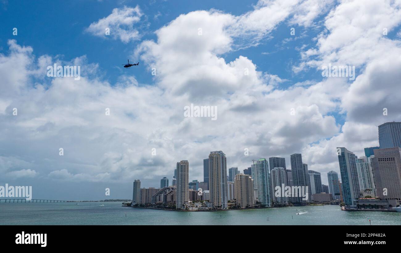 helicopter and miami skyscraper building. skyscraper building with ...