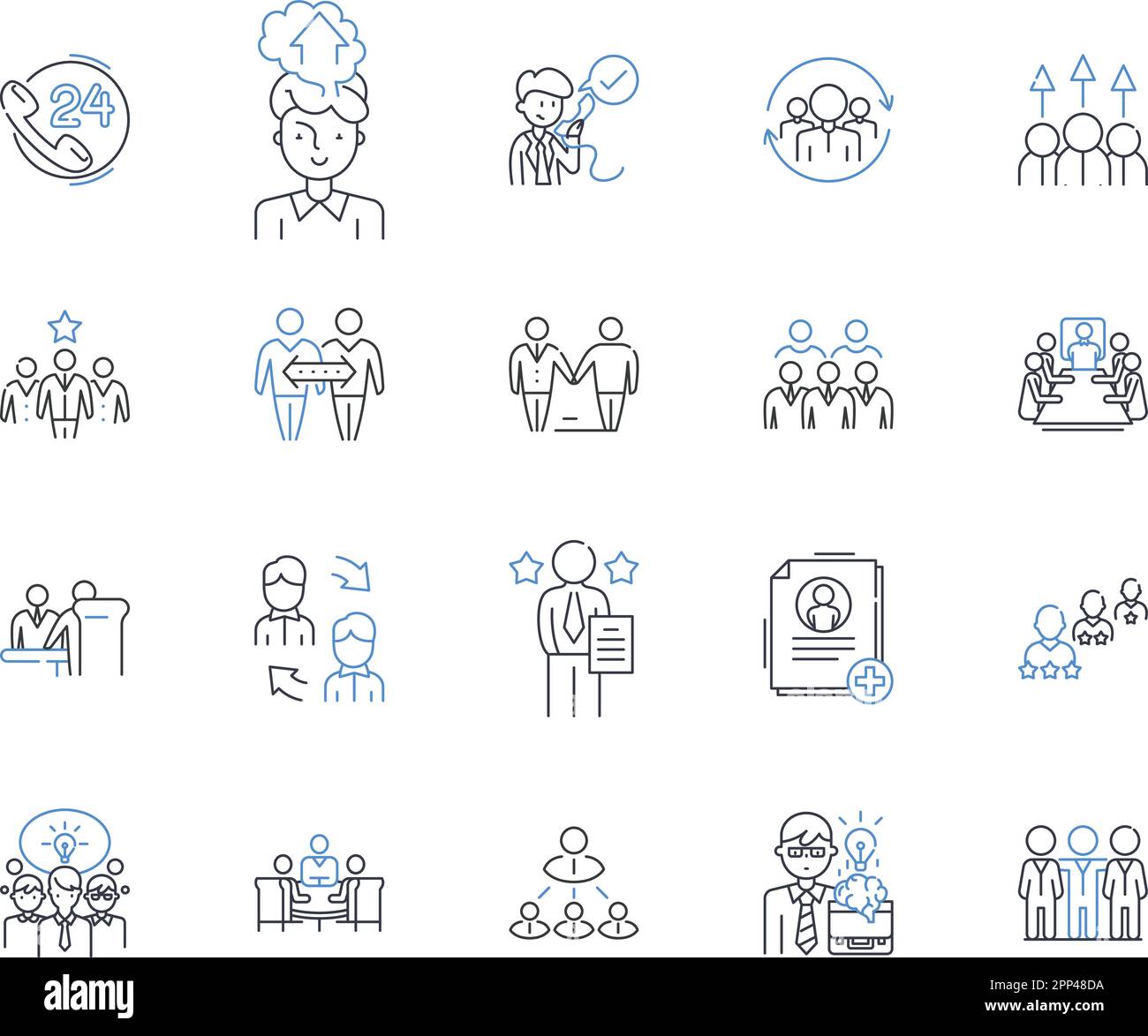 Cubicle companions line icons collection. Desk, Work, Office, Coworkers ...