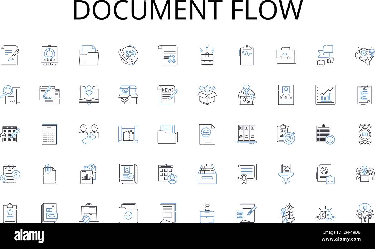Document Flow Line Icons Collection Tech Gadget Device Circuit Microchip Battery Charger