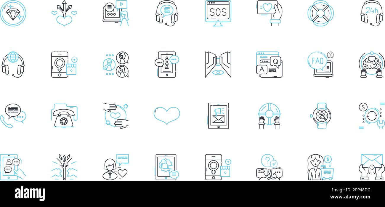 Digital aid linear icons set. Technology, Assistance, Modernization ...