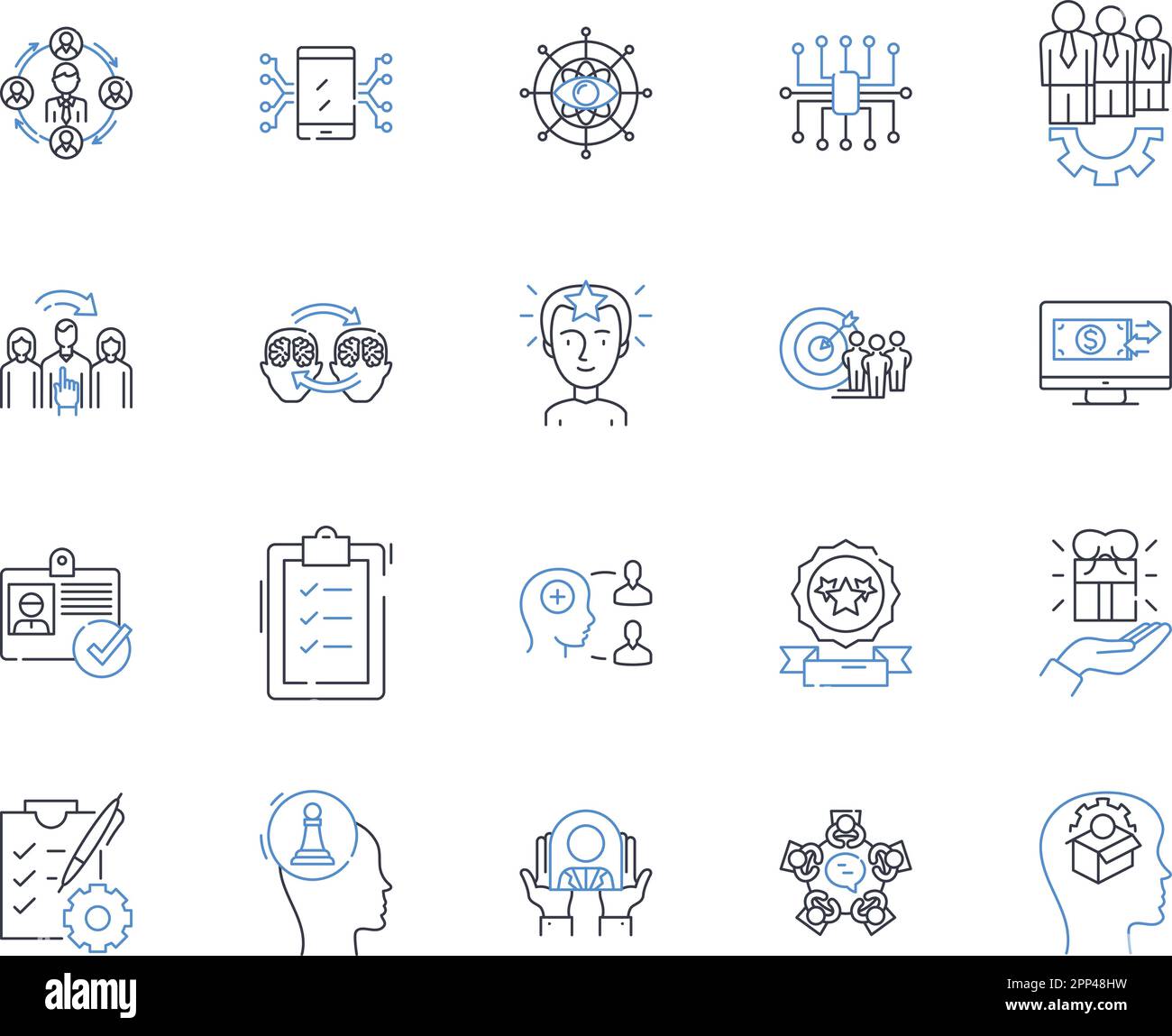 Marketing outreach line icons collection. Engagement, Promotion ...