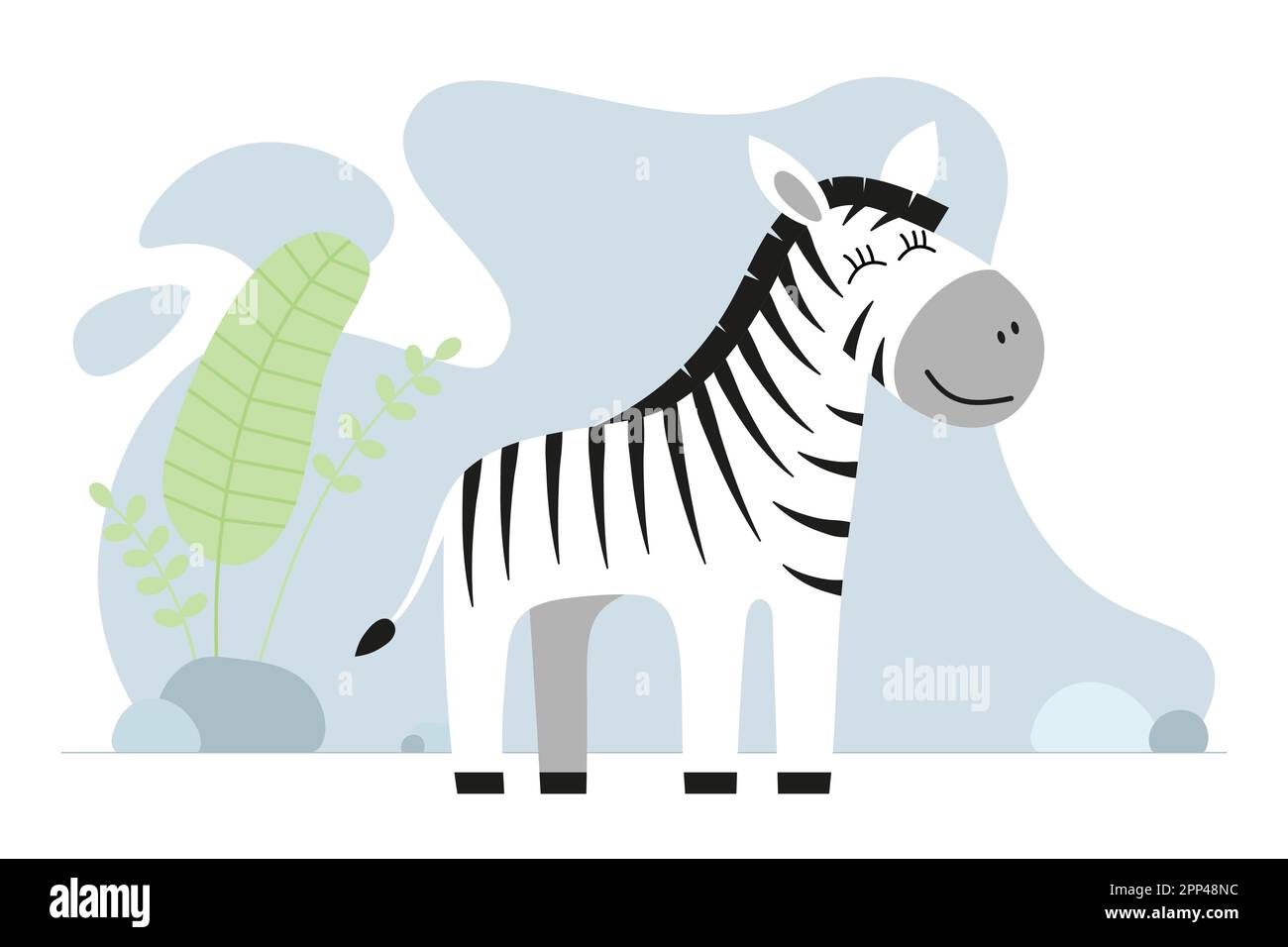 Cute cartoon zebra. Drawing african baby wild smiling character. Kind ...