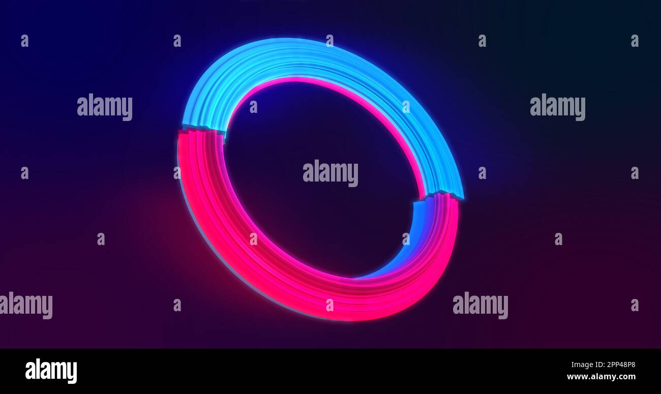 Abstract looped beautiful voluminous multi-colored luminous pink-purple ...