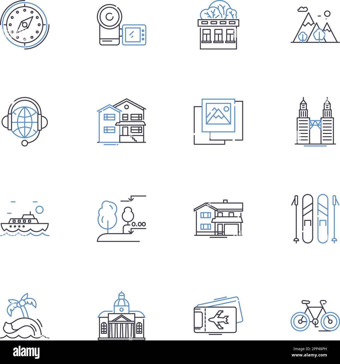 Guesthouse firm line icons collection. Accommodation, Hospitality ...