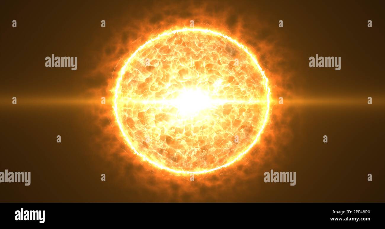 Beautiful round bright sphere glowing orange fiery star burning with ...