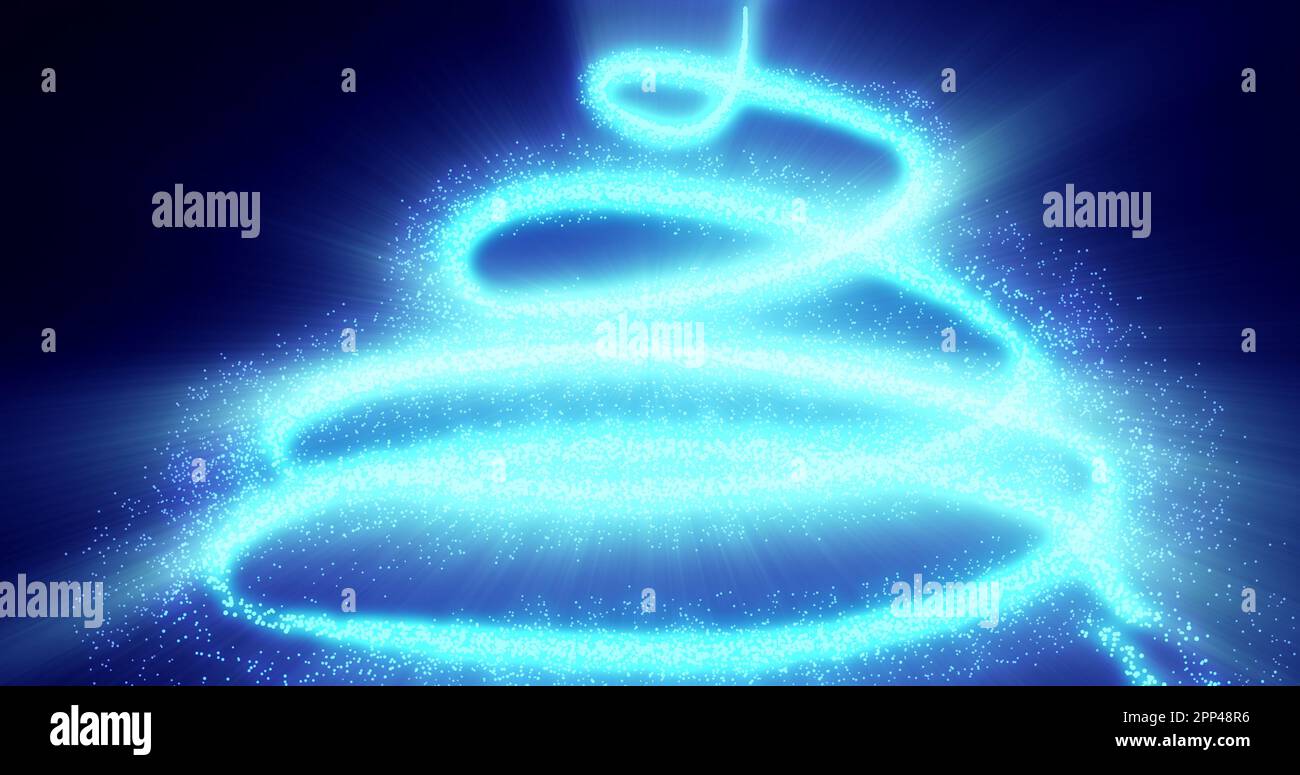 Christmas festive blue new year tree made of glowing energy magical ...