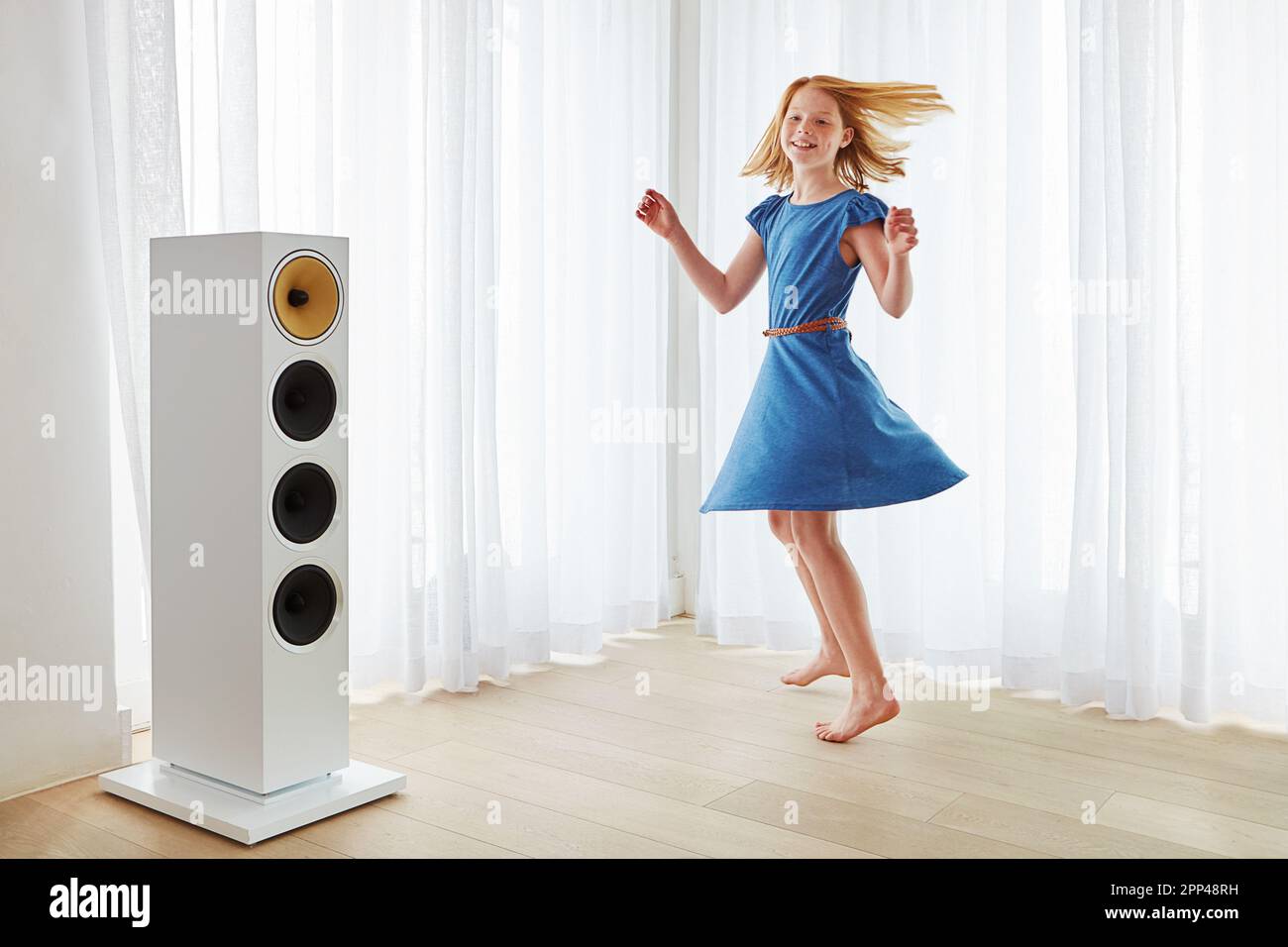 Dance like no one is watching. Full length shot of a little girl ...