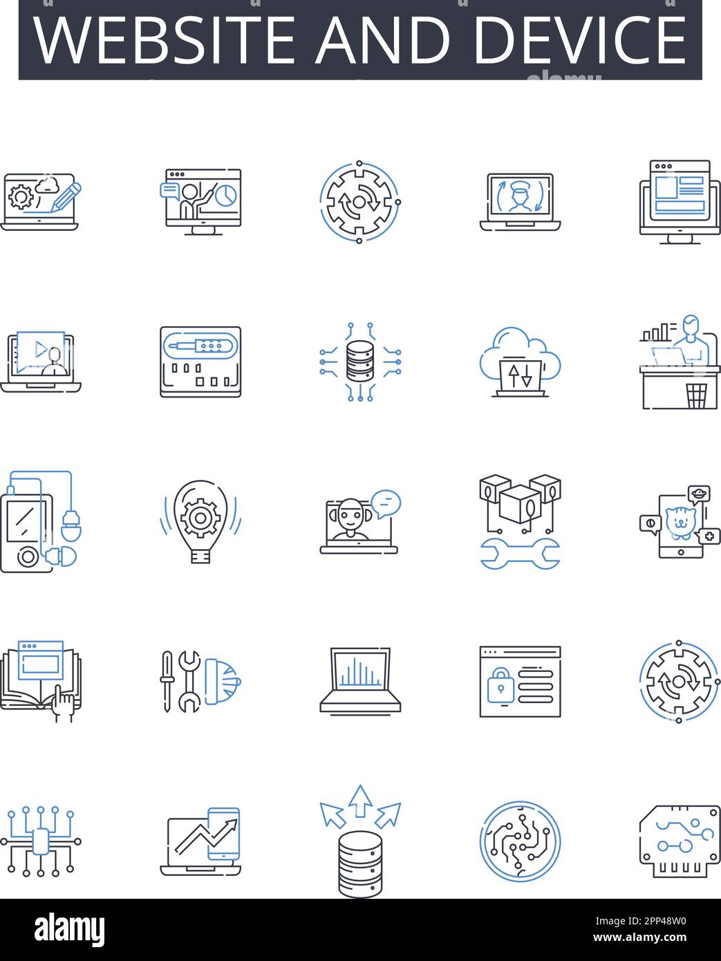 Website and device line icons collection. Homepage, Platform, Online ... Website and device line icons collection. Homepage, Platform, Online ...