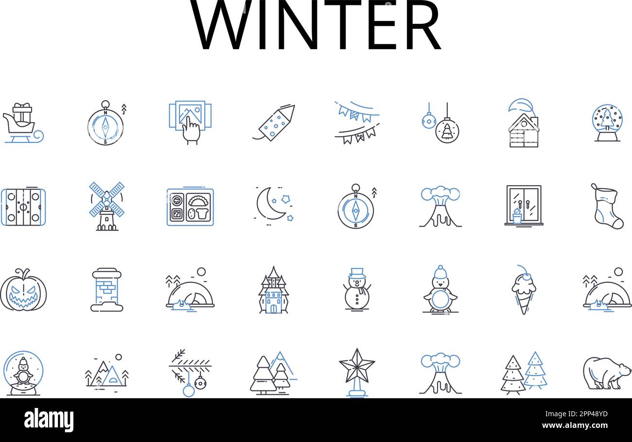 Winter line icons collection. Frost, Coldness, Bitterness, Chill, Sleet ...