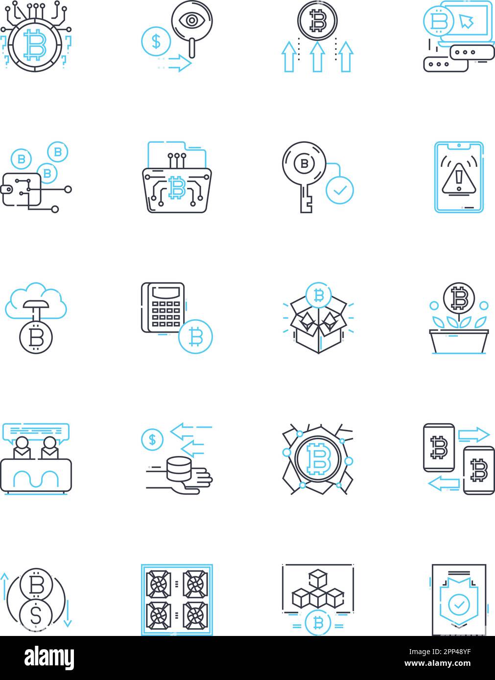 Fintech startups linear icons set. Digital, Innovation, Disruption ...