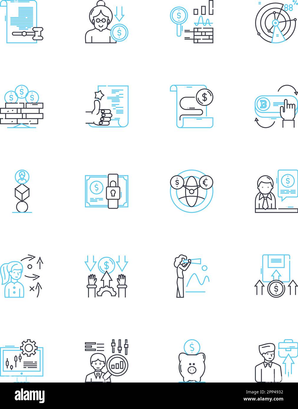 Saving account linear icons set. Interest, Deposit, Compound ...