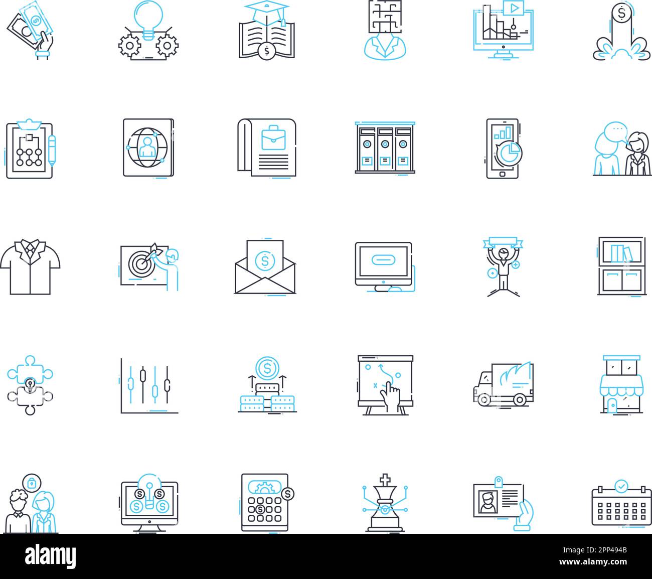 Investment approach linear icons set. Diversification, Risk management ...