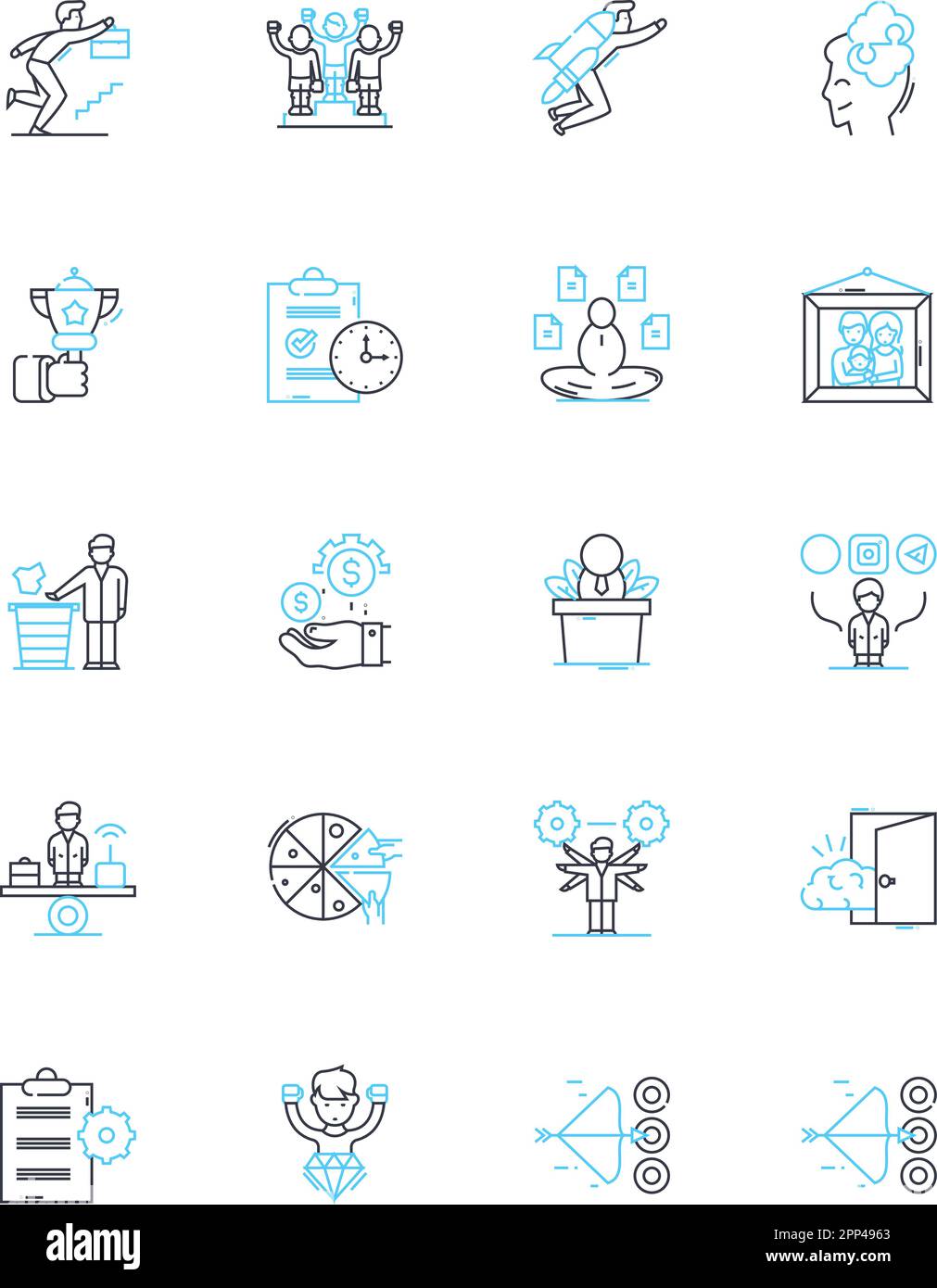 Motivation concept linear icons set. Ambition, Drive, Passion ...